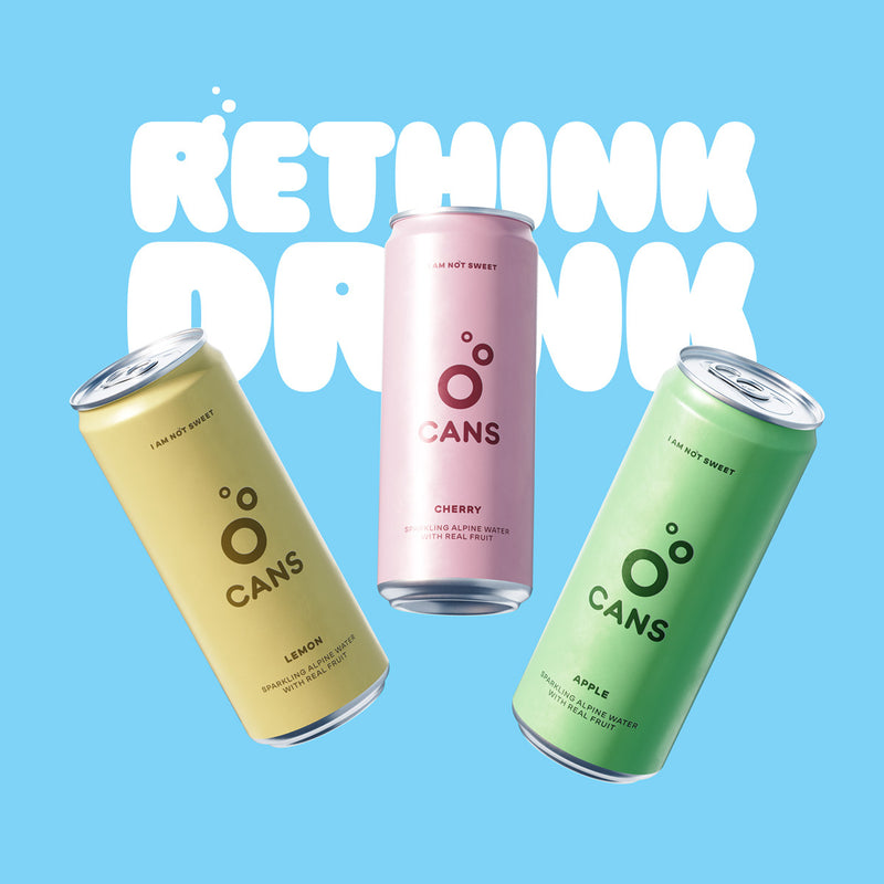 Probier CANS. Alpenquellwasser mit einem Hauch echter Frucht.